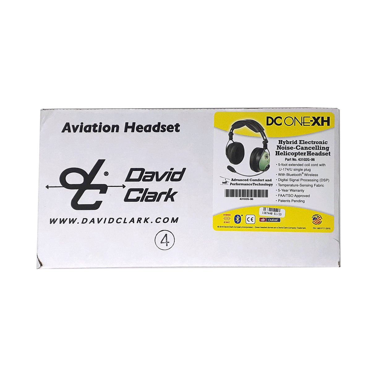 David Clark DC ONE-XH Helicopter Headset | Hybrid ENC, Bluetooth, U-174 ...