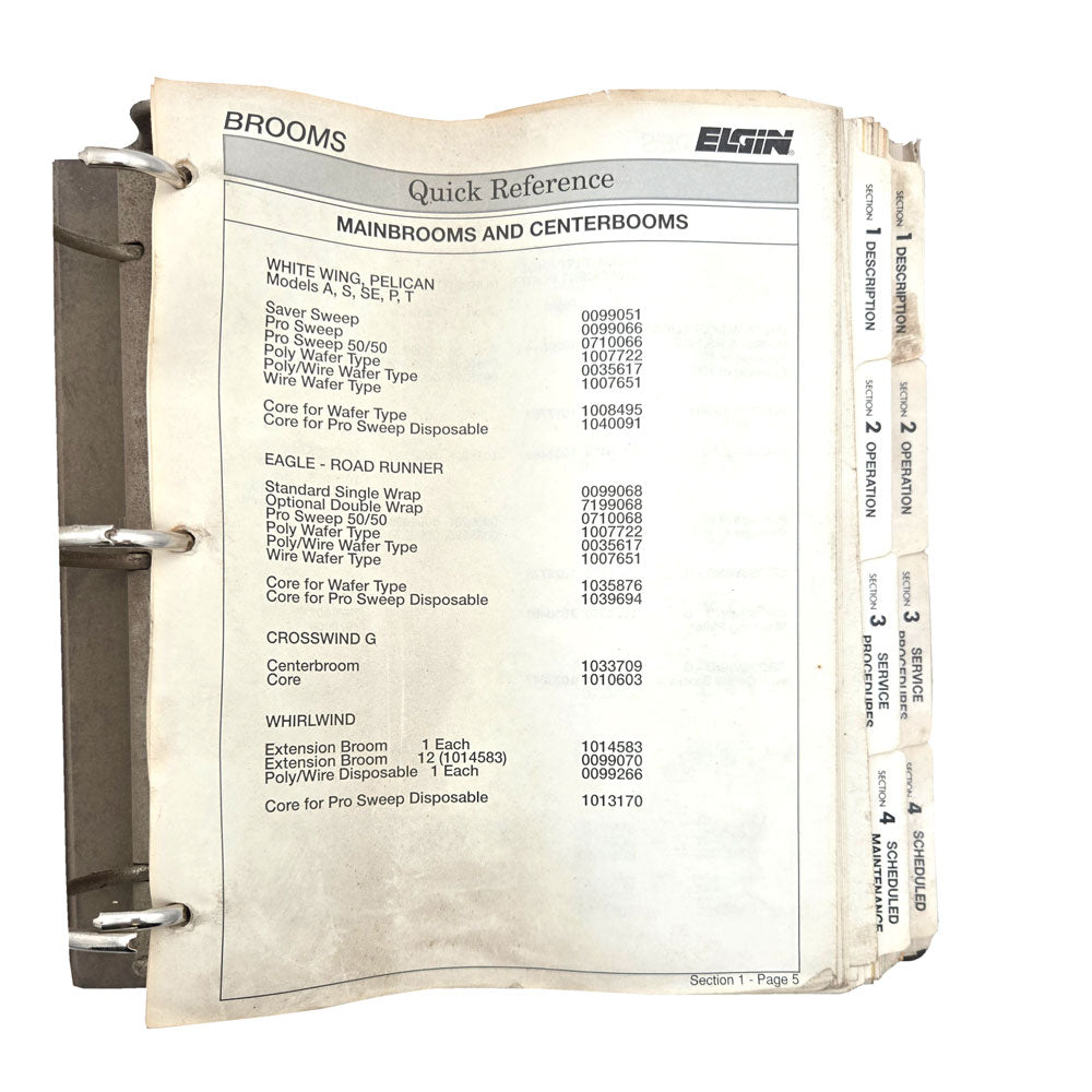ELGIN WHIRLWIND L LE & Crosswind G GE Street Sweeper Operator Service ...