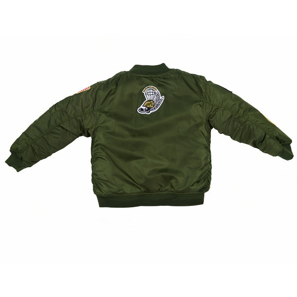 Up and Away - Youth MA-1 Flight Jacket (Green 7-Patch Up and Away - Youth MA-1 Flight Jacket (Green 7-Patch