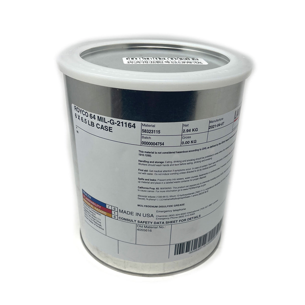 Royco 64 Moly Grease - 6.5 Lb MIL-G-21164D – Pilots HQ LLC.