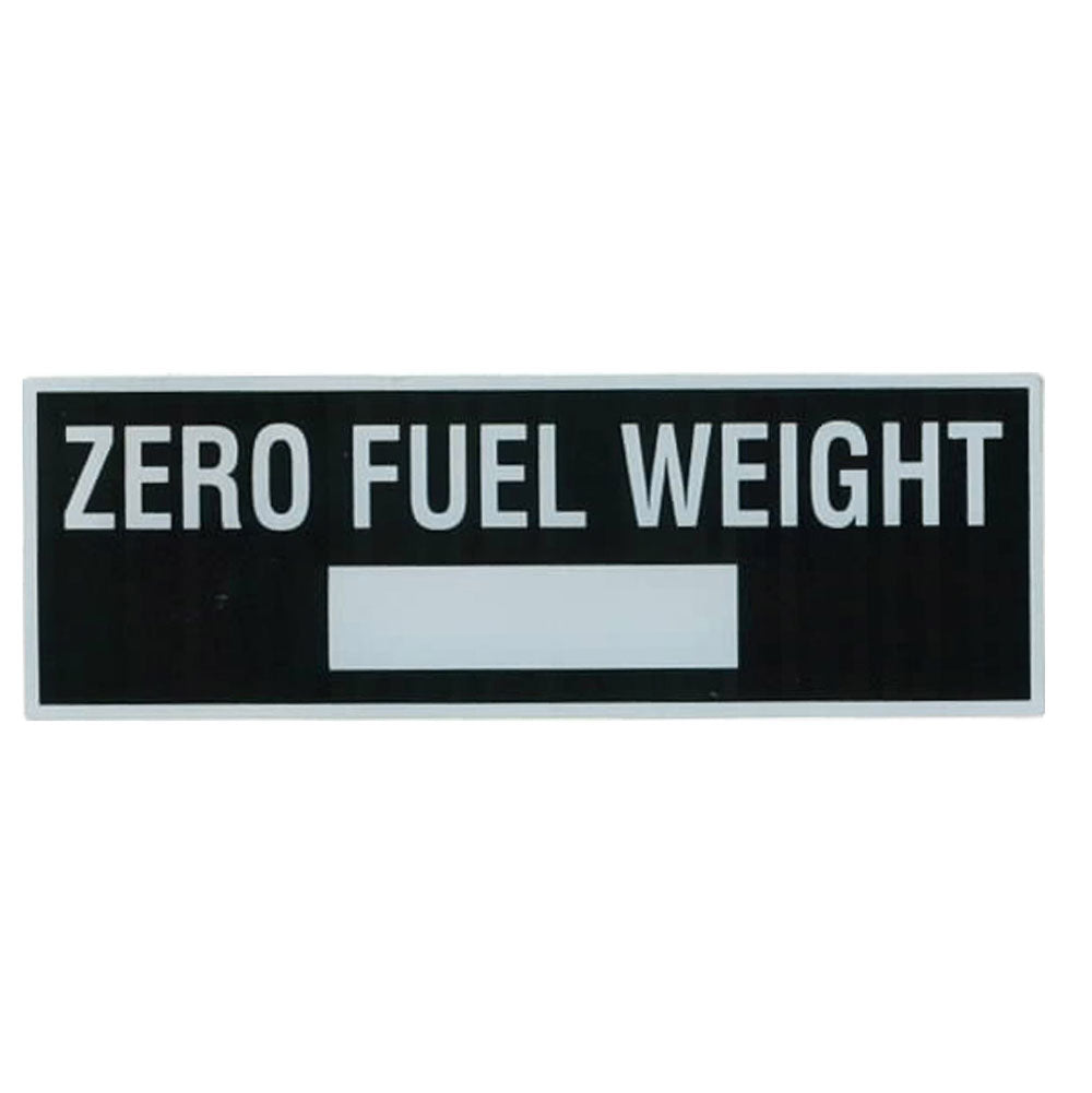 Tom Rubin Ent - Zero Fuel Weight Placard, Sticker | A TRE 819 – Pilots ...
