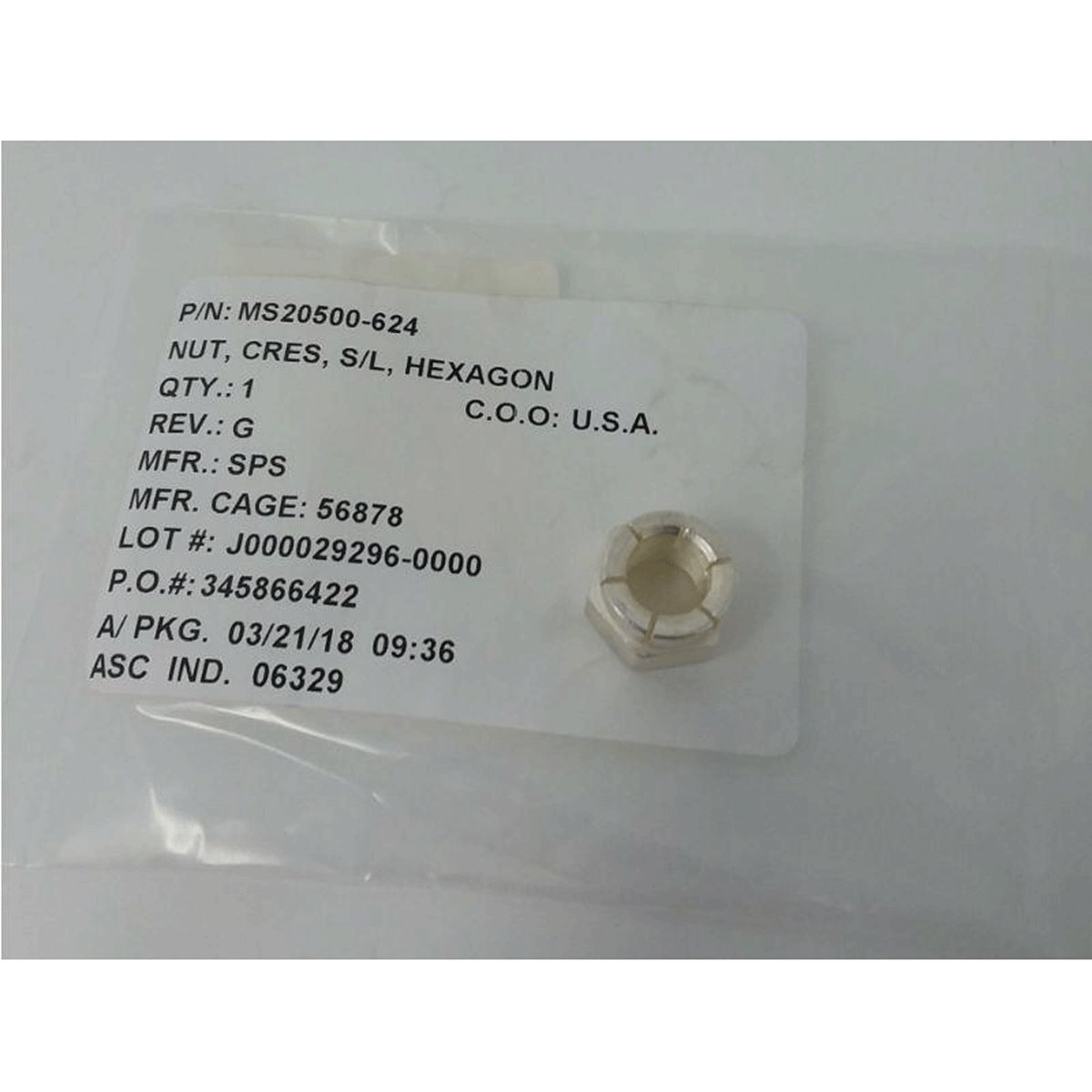 Mili Std - Stainless Steel Nut, Self-Locking, Hexagon | MS20500-624 ...