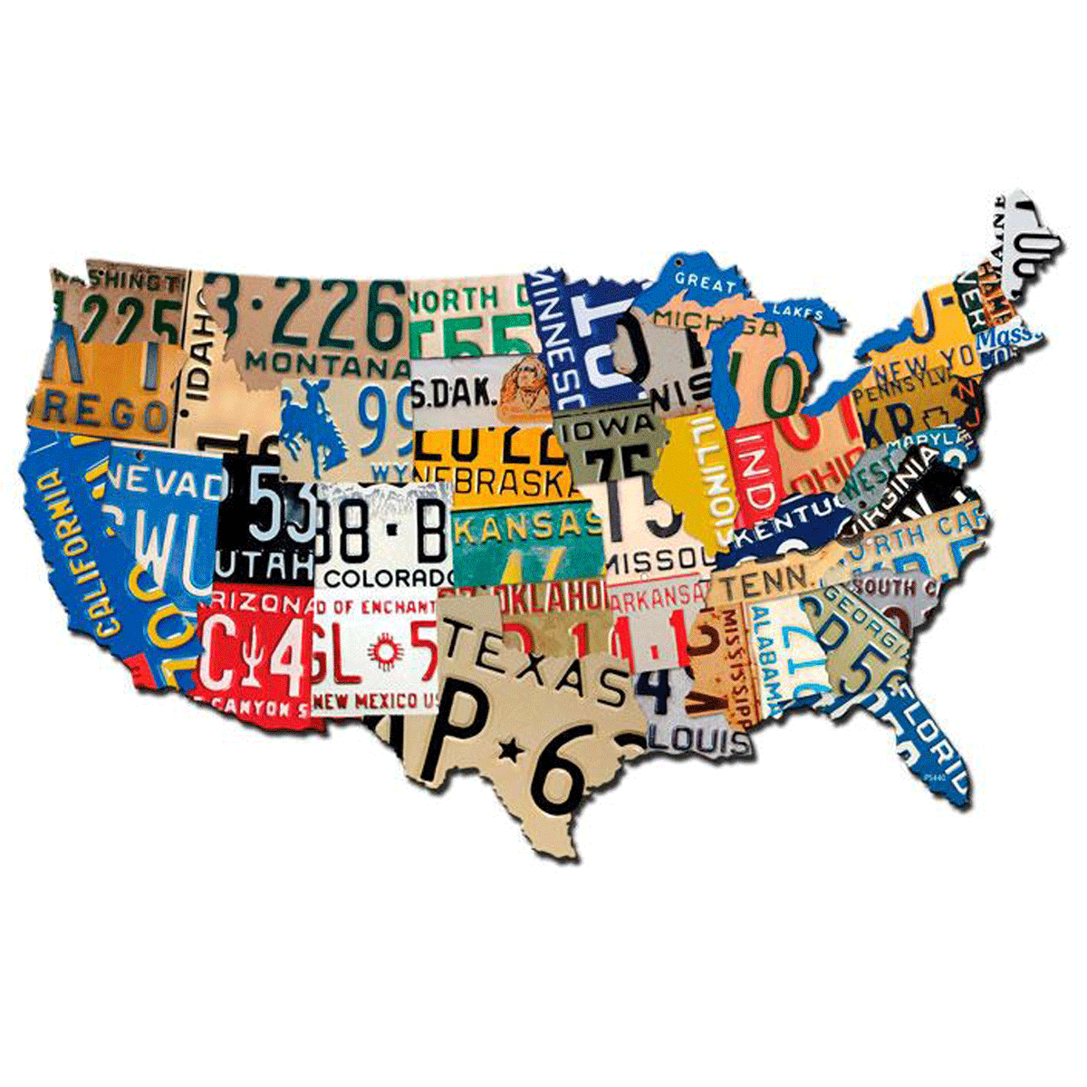 The Vintage Sign Company - 15 x 9 USA License Plate Map | PS440 ...