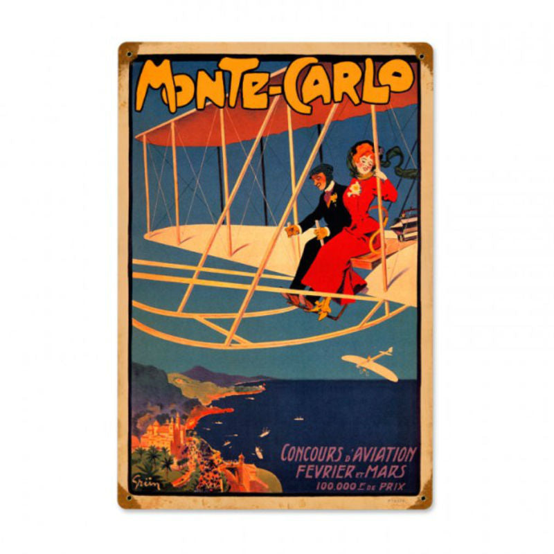 Vintage Signs - Monte Carlo Aviation 12in x 18in | PTS374 – Pilots HQ LLC.